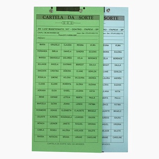 cartela de rifa com 150 nomes pacote com 10, cartela da sorte , cores variadas. | Shopee Brasil