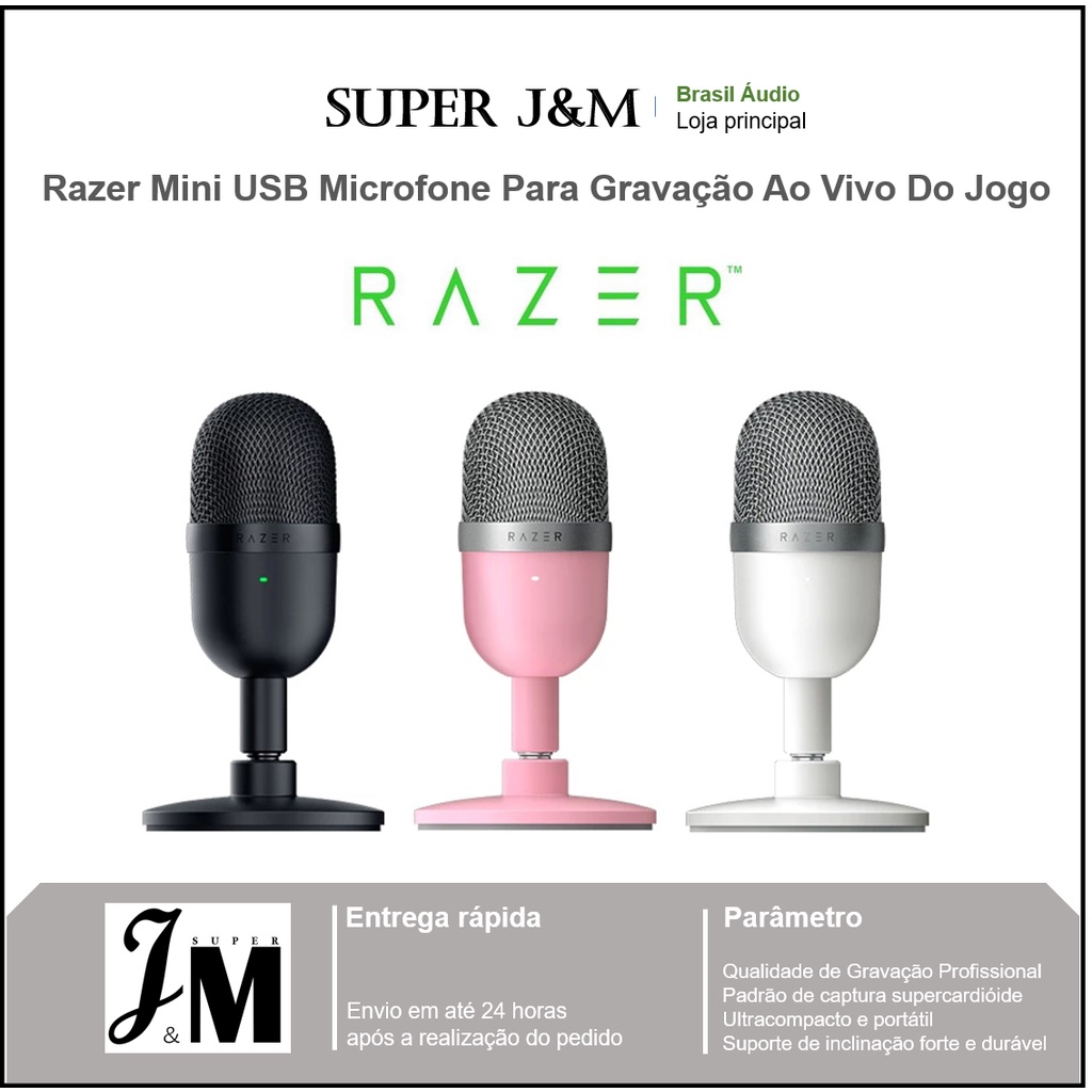 Razer Microfone Seiren Mini USB Condensador Ultra-Compacto Streaming ...