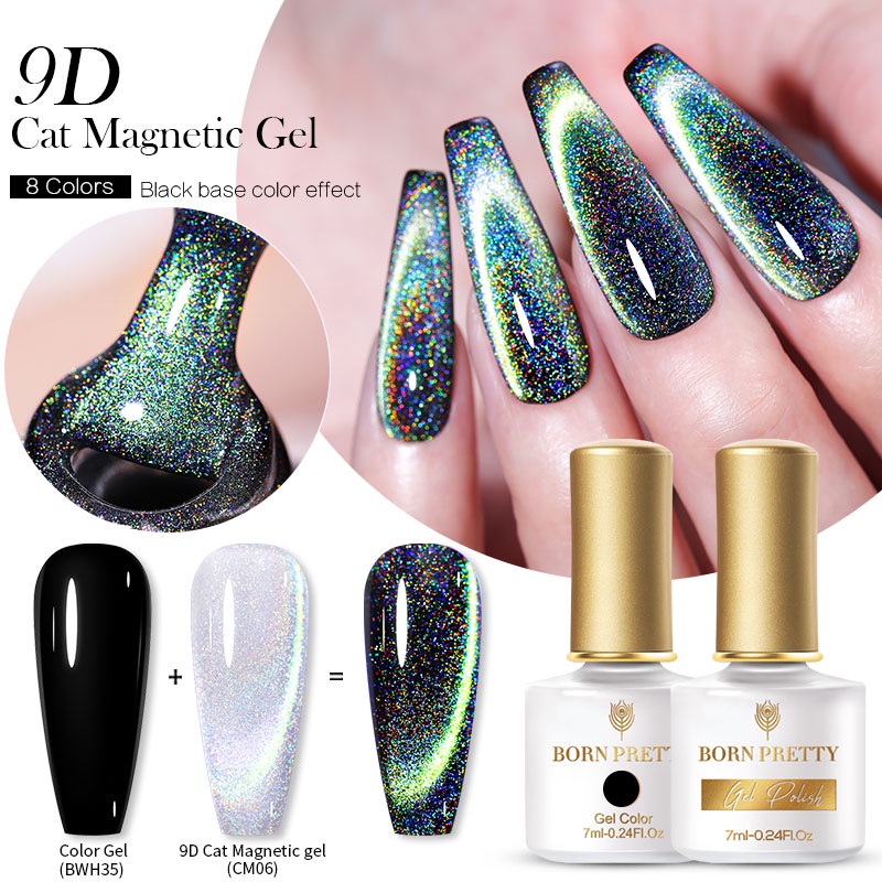BORN PRETTY | 7 ml 9D Esmalte em gel magnético colorido em verniz ...
