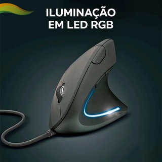 Mouse Vertical Ergonomico Luz Led RGB 6 Botoes | Shopee Brasil