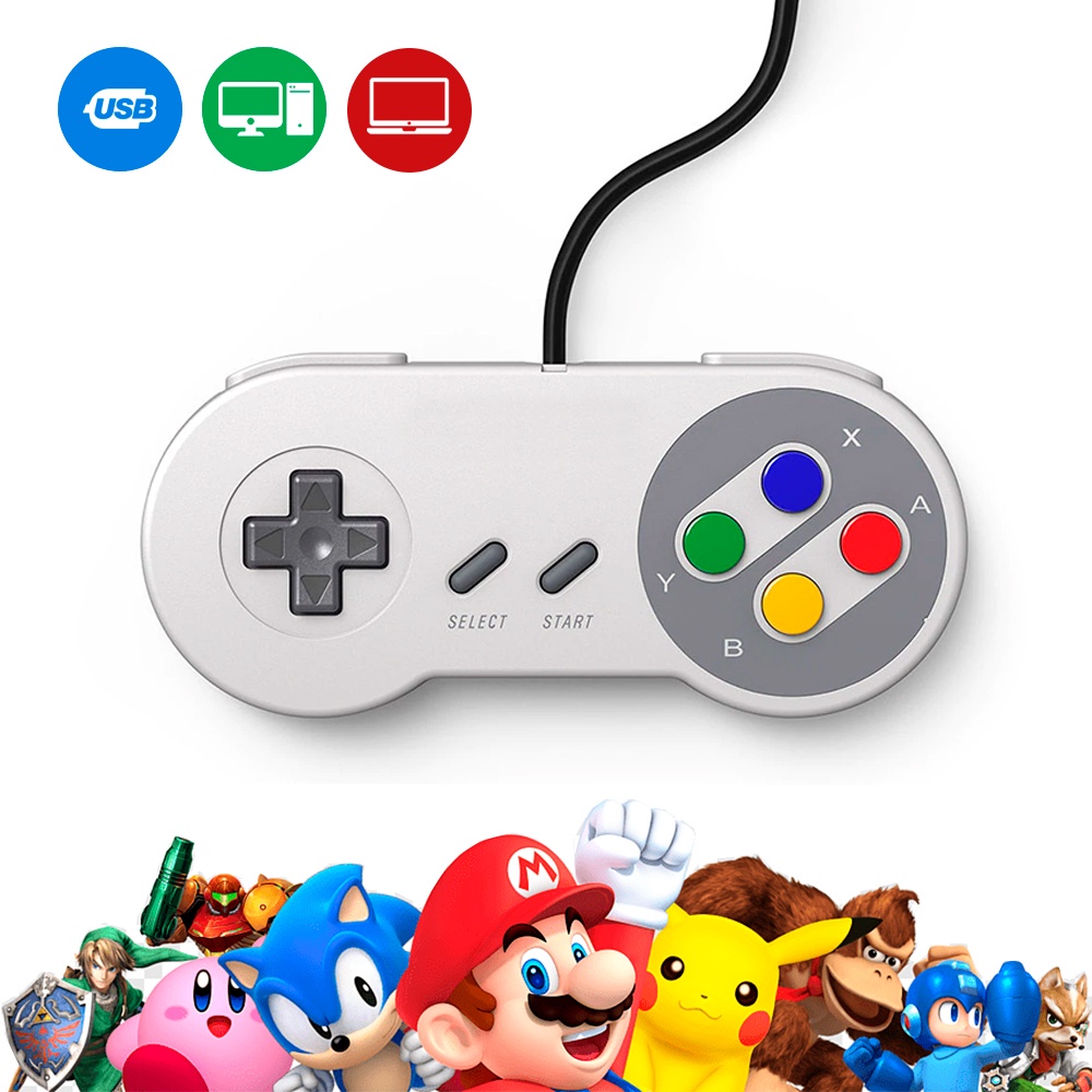 Controle Usb Super Nintendo Joystick Snes Emulador Pc Retro | Shopee Brasil