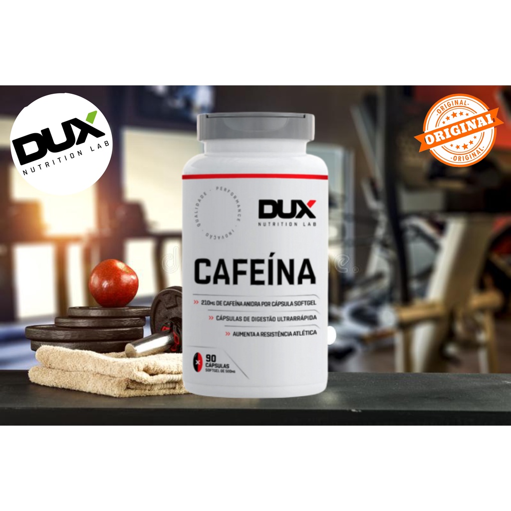 Cafeina Dux 90 caps - 100% pura - Original/ 200mg concetrado | Shopee Brasil