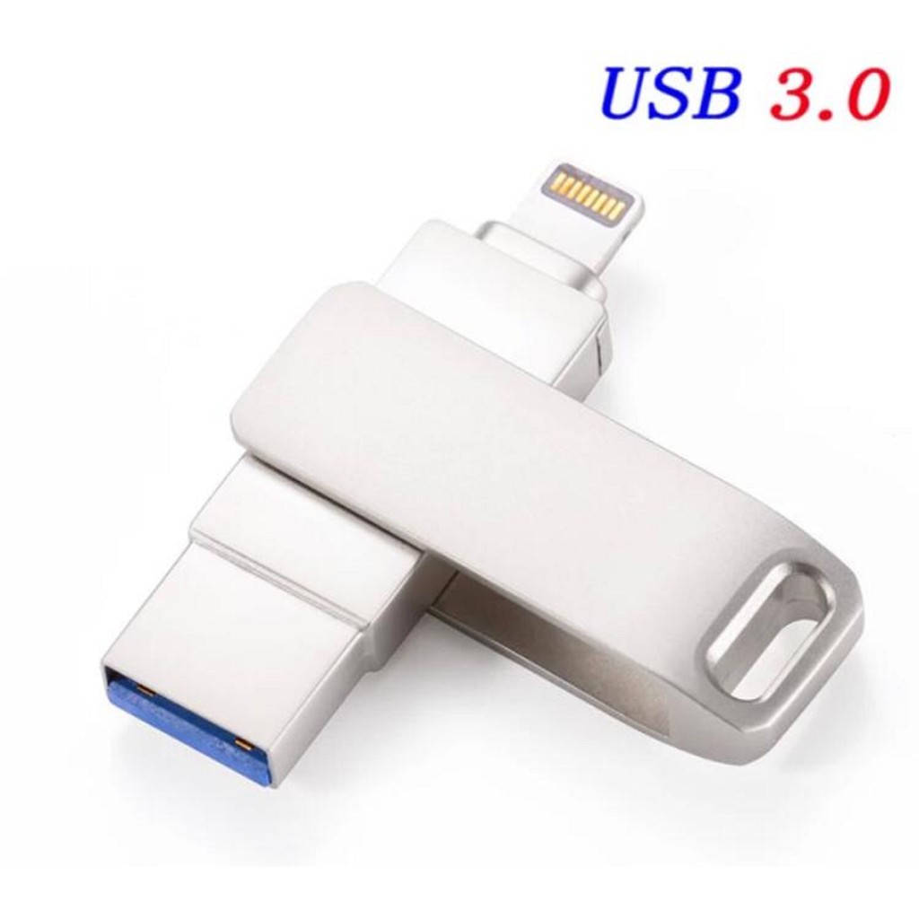 Pen Drive 64GB USB3.0 I-Phone 2 em 1 Inox OTG Lightning IOS/Windows ...