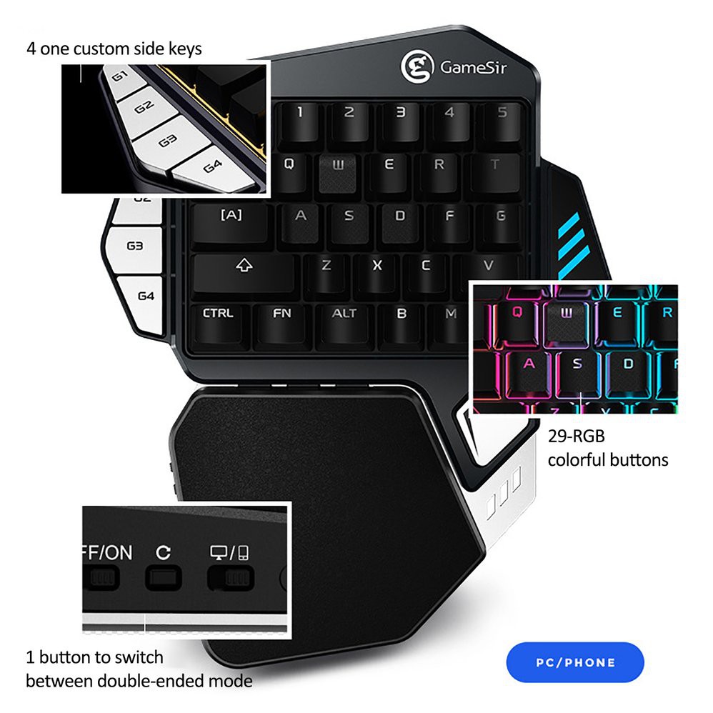 GameSir Z1 Mobile Gaming Keyboard Keypad One-Handed Switch Joypad For ...