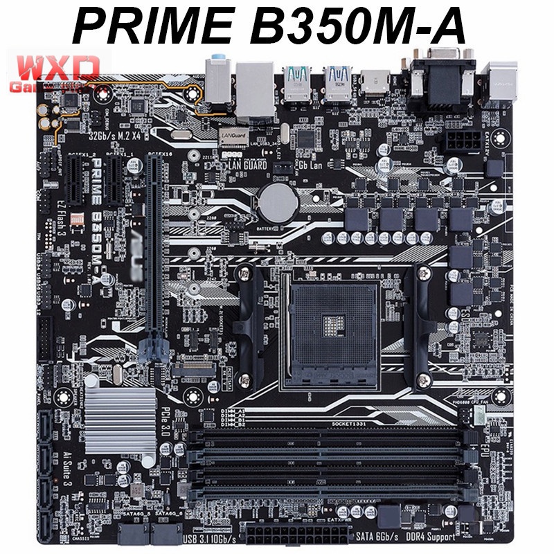 Placa Mãe Para Asus Prime B350M-A DDR4 64GB VGA DVI HDMI m . 2 AMD B350 ...