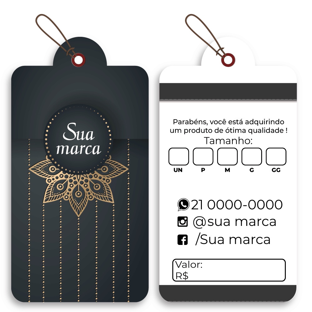 500 Etiquetas Personalizadas Tags Para Roupas Artesanatos Bolsas ...