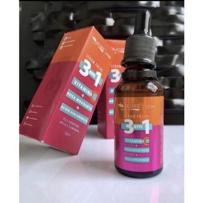 Serum Max Love 3x1 Pele Hidratada Macia Iluminada Lançamento Vitamina C ...