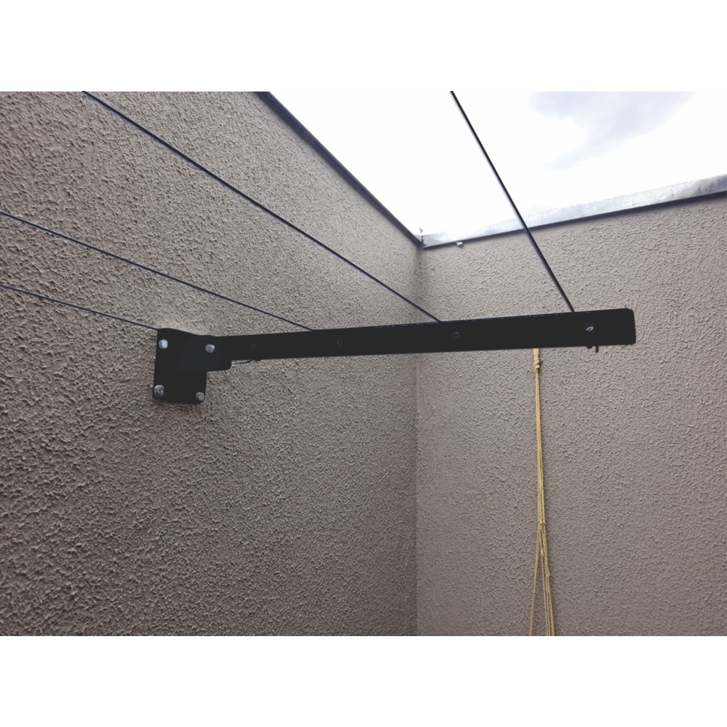 Varal Retrátil Em Aço + 20mt Cabo De Aço Encapado PRETO - Escorrega o Preço