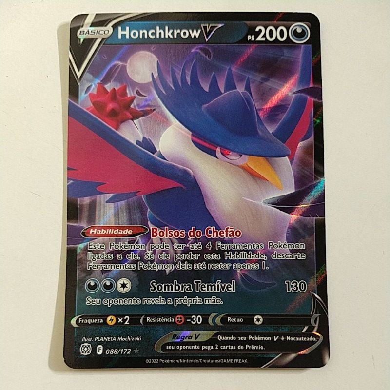 Carta pokemon Honchkrow V 088/172 Astros Cintilantes | Shopee Brasil