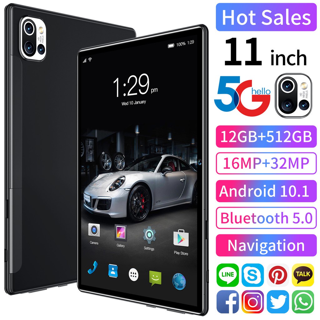 Versão Global 10.1 Tablet PC 4G Forte Call Phone 12GB/512GB Dual SIM ...