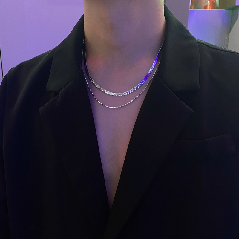 Colar De Pedra Lunar De Dupla Camada Corrente De Moda Retro Hip Hop ...