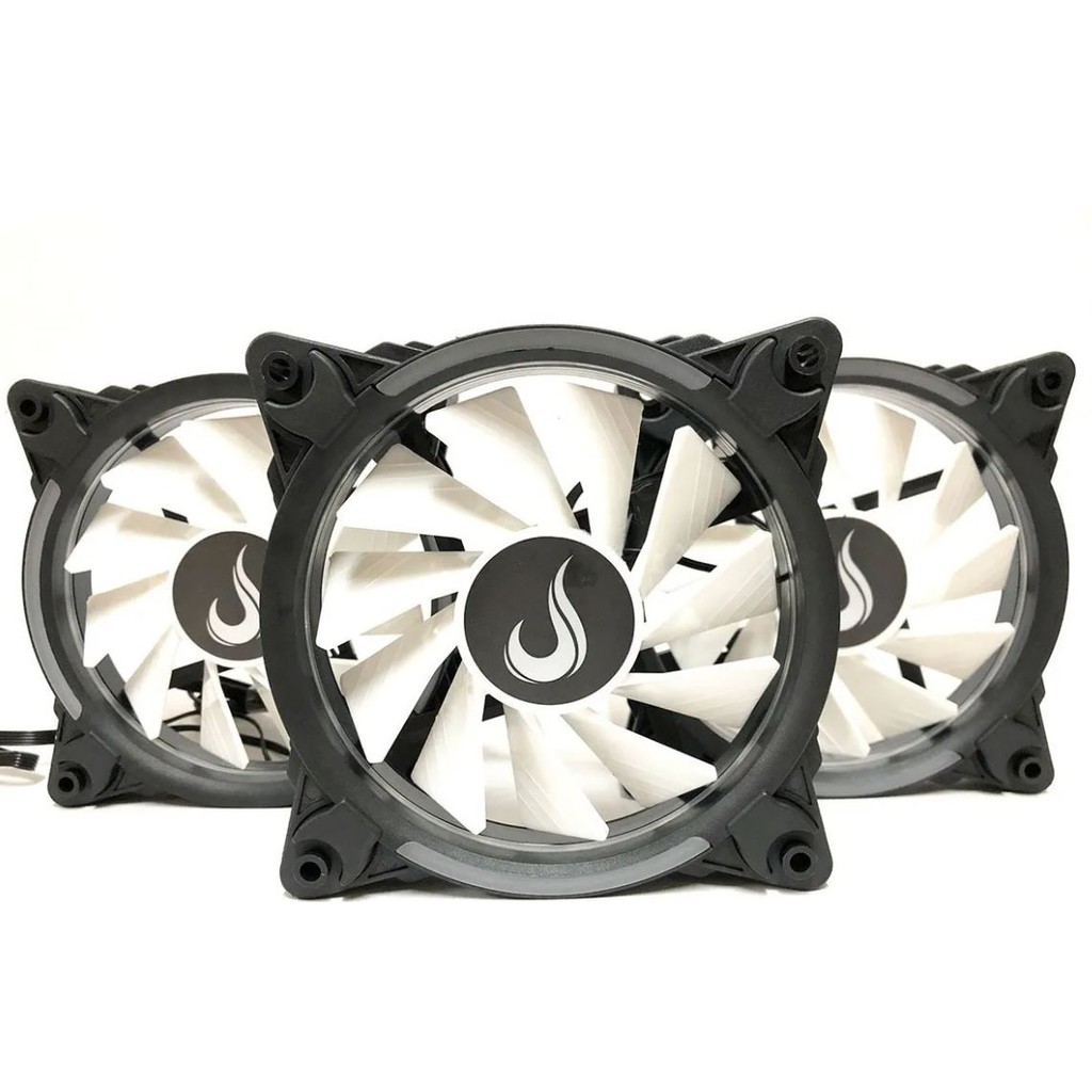 KIT FAN RISE MODE WAVE RGB ENERGY 3 FANS W1-RGB S-LED - Escorrega o Preço