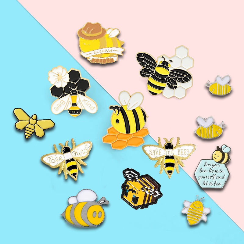 Broche De Alfinete De Abelha Fofo Desenho Animado Pequena Flor Broches ...