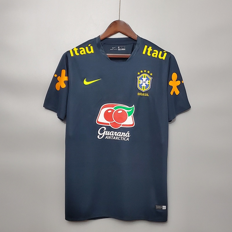 Camisa Do Brasil Seleção Brasileira Preta Uniforme de Treino Guaraná ...
