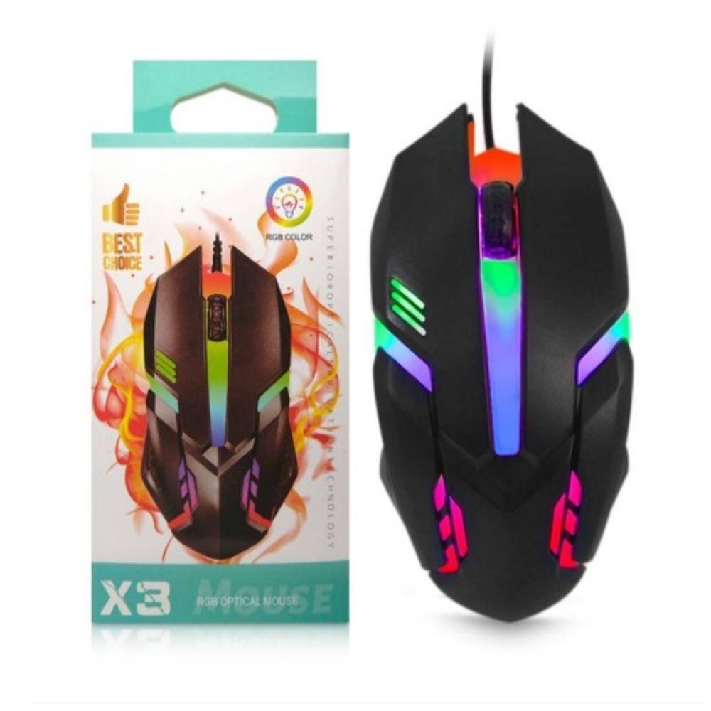 MOUSE GAMER PRETO COM FIO E LUZ DE LED COLORIDO MUDA DE COR 3 BOTOES ...