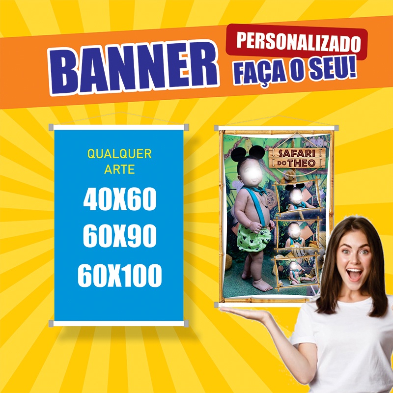 Banner galhardete em Lona com tubete e cordinha - Personalizado ...