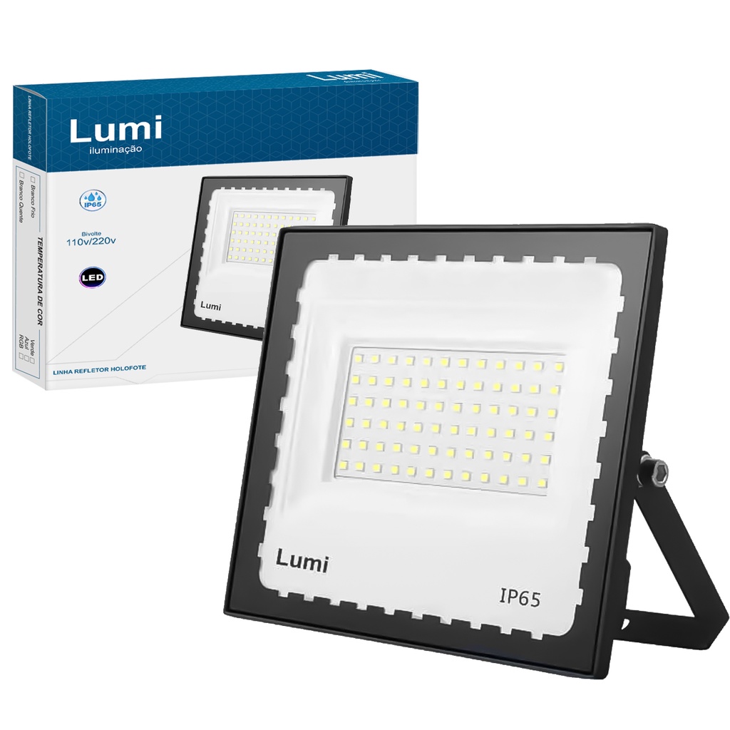 Kit 2 Luminária Mini Holofote Refletor Super Led 200w Bivolt Lumi ...