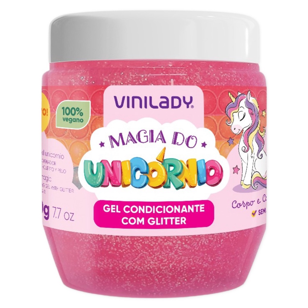 Gel de Cabelo Infantil com Glitter Vini Kids Magia do Unicornio cor ...