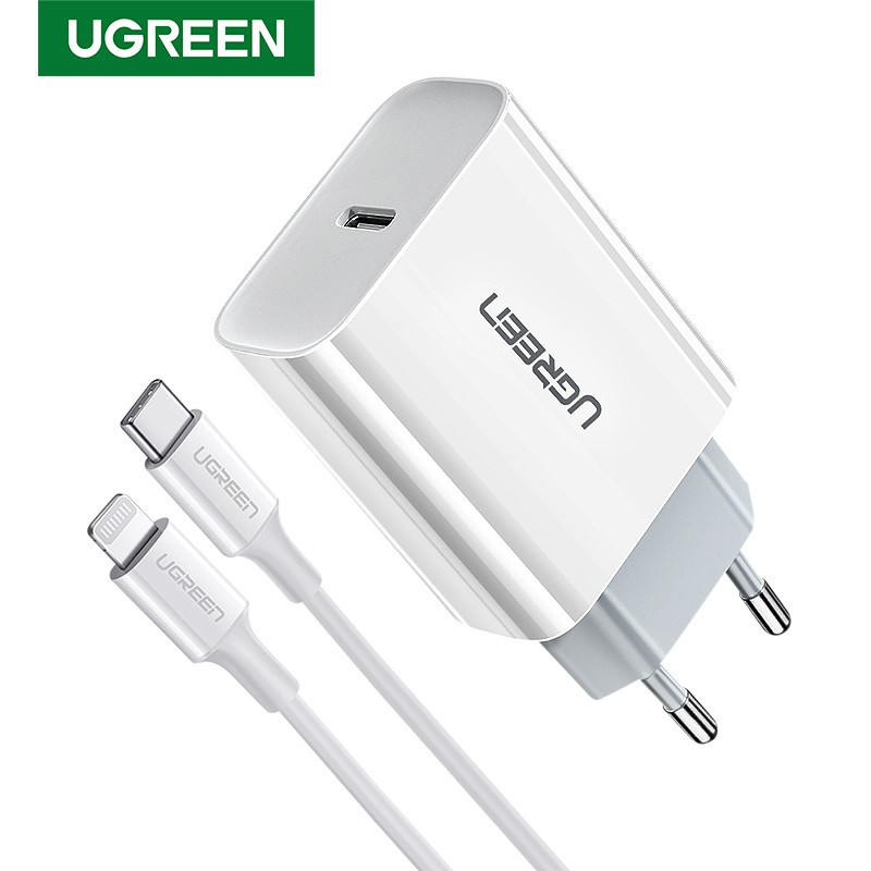 Kit Carregador Turbo PD 20w + Cabo Lightning 1m Ugreen para Apple ... Kit Carregador Turbo PD 20w + Cabo Lightning 1m Ugreen para Apple ...