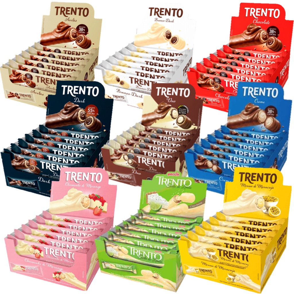 Chocolate Trento Diversos Sabores 512g (16un X 32g) | Shopee Brasil