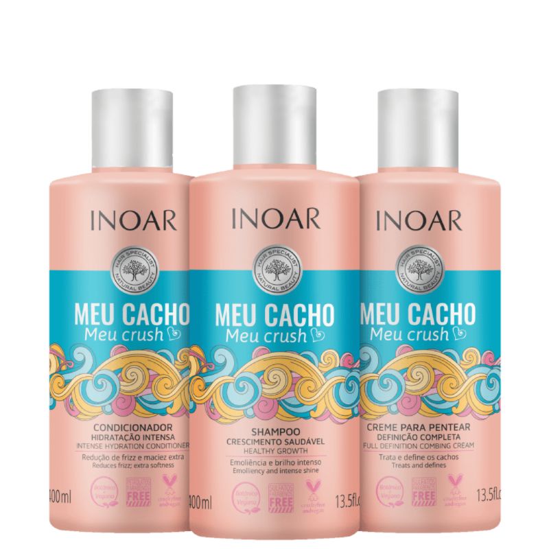 Kit Inoar Meu Cacho Meu Crush Shampoo/Condicionador/Creme de Pentear Cabelo Cacheado | Shopee Brasil
