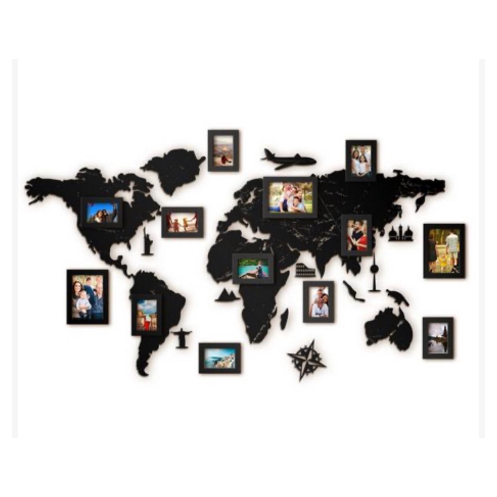 Mapa Mundi De Parede Com Fotos em MDF - nossos tamanhos são maiores ...