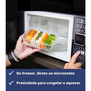 24Un Pote Marmita Retangular Descartável Fitness Fit Freezer Microondas 250/500/750/1000 ML ...