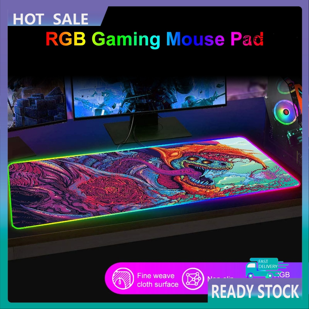 Jx_ Mouse Pad De Mesa Com Claro De Fundo De Led Rgb Com Estampa De Leão ...