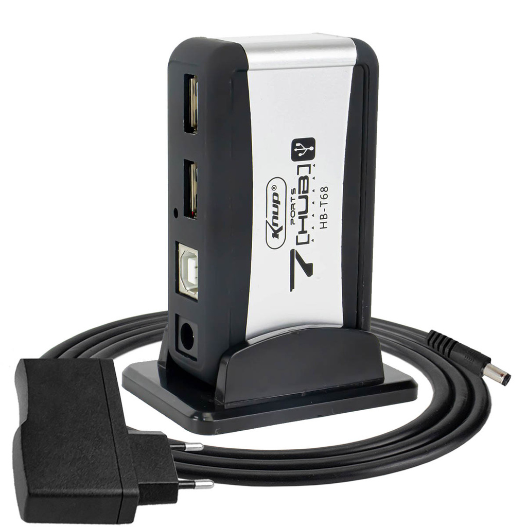 Hub USB 2.0 7 Portas 480 mbps com Fonte de Energia Bivolt 110V/220V e ...