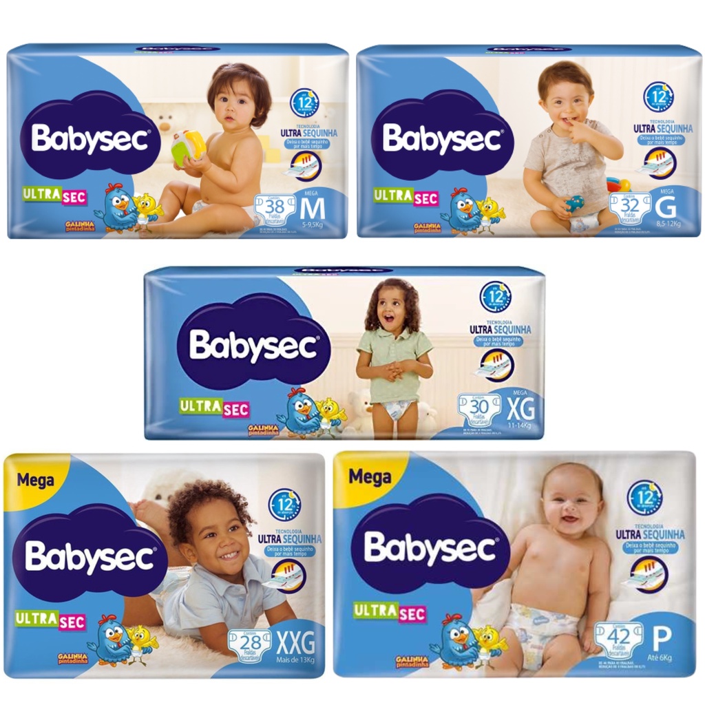 Fraldas Descartáveis BabySec Ultrasec Galinha Pintadinha Tamanhos ...