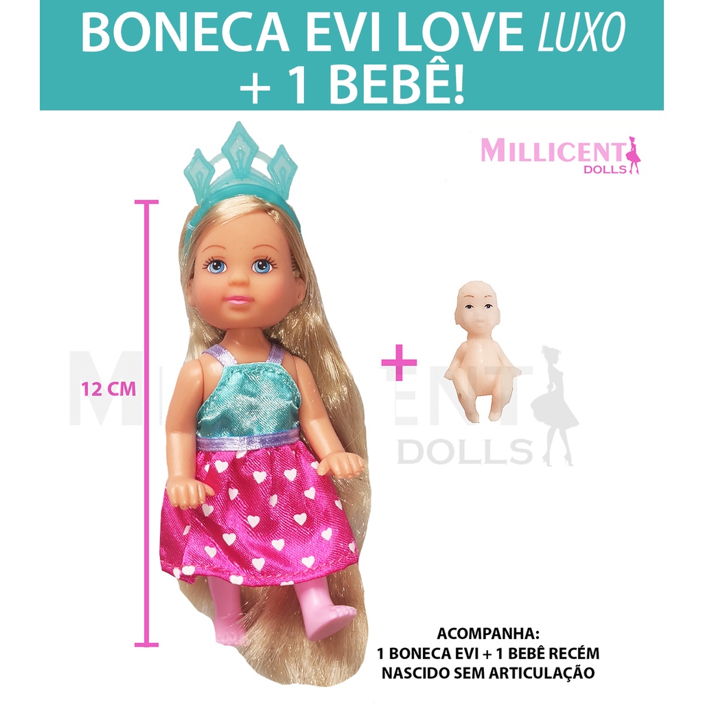 Boneca Evi Love LUXO + Bebê filha irmã Barbie - Desconto no Preço