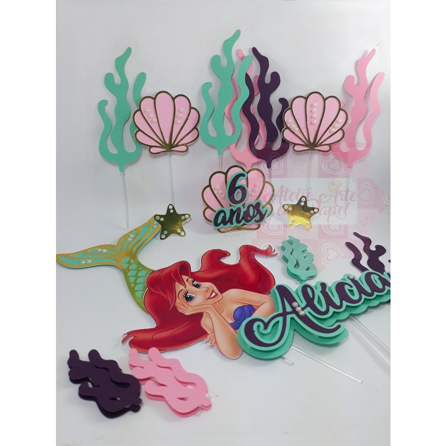 Topo de bolo Ariel (Topper Ariel) | Shopee Brasil