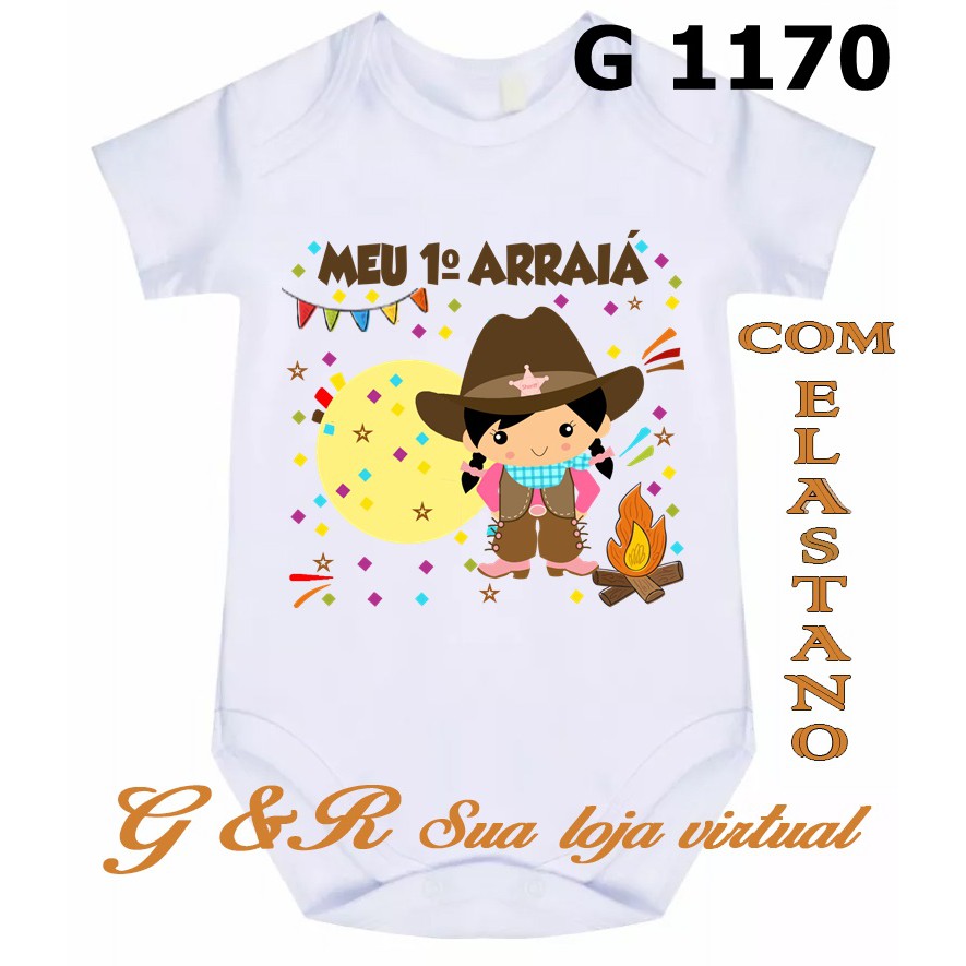BODY BEBÊ ROUPA BEBE FRASES MINHA PRIMEIRA FESTA JUNINA REF. G 1170 ...