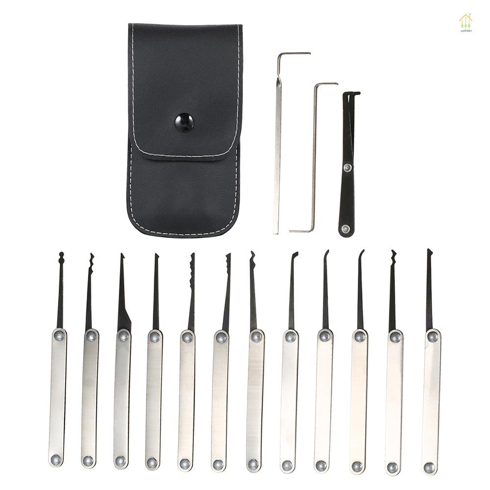 15 PCS Lock Picking Set Stainless Steel Lock Kit Practice Training Lock Tool for Locksmith ...