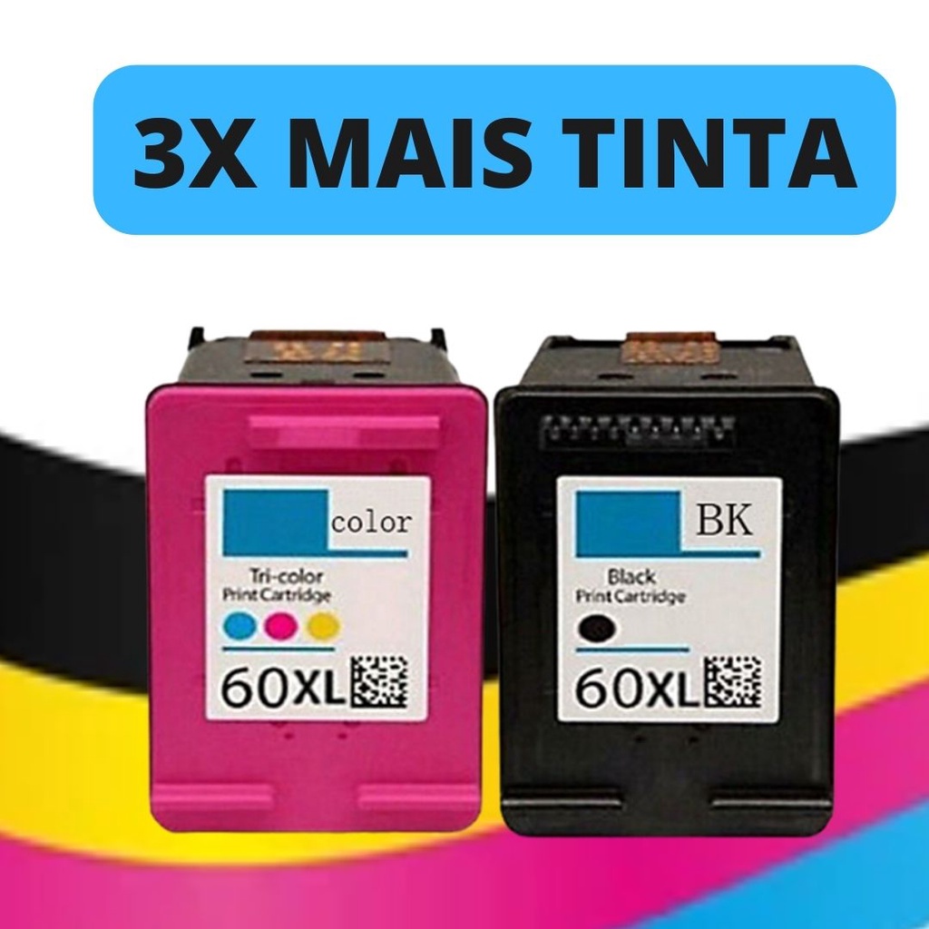 cartucho 60 60XL Preto Black impressora Deskjet d110 D1660 D2500, D2530 ...