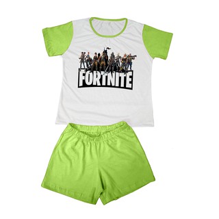Pijama Curto Fortnite Game Personalizado Unissex cinza mesclado ...