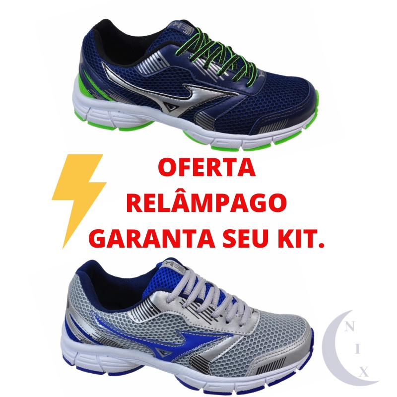 Kit tenis tênis 2 pares masculino esporte caminhada treino academia ...