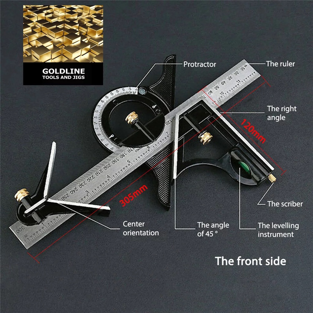 GOLDLINE - ESQUADRO COMBINADO MULTIFUNCIONAL - 30 CM | Shopee Brasil