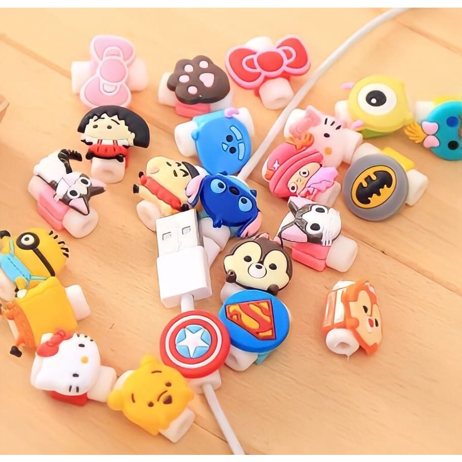 Protetor de CABO USB linha de dados de telefone móvel dos desenhos animados Enrolador de cabo de ...