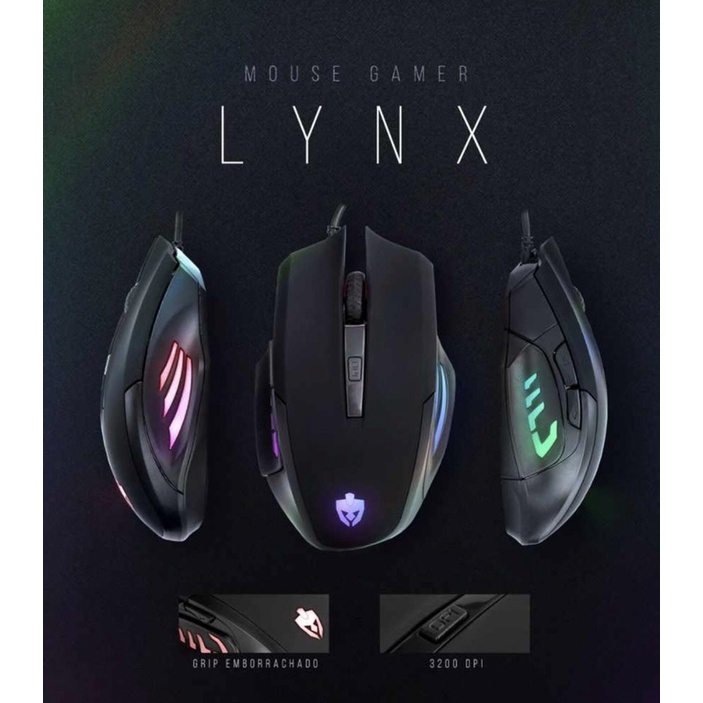 Mouse Gamer Lynx EG-105 3200 DPI para PC LED RGB 7 Cores - Escorrega o ...