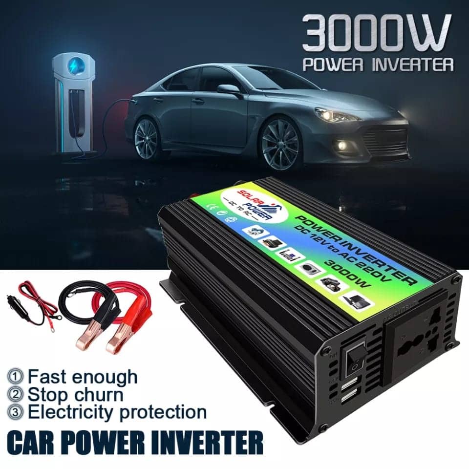PRONTA ENTREGA Inversor De Energia De Carro 3000W Com Portas USB Duplo DC 12V Para AC 220V ENVIO ...