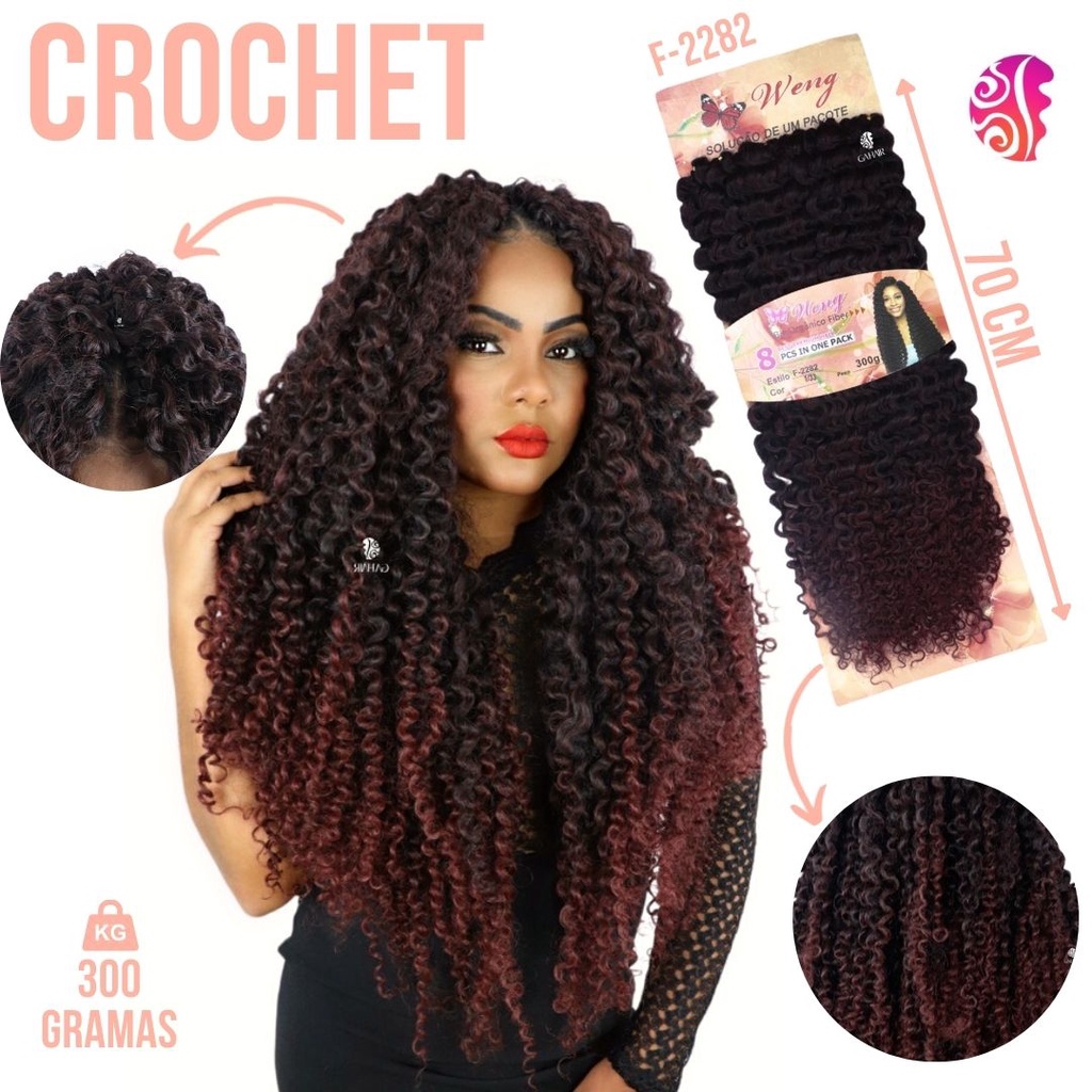 Cabelo Organico Cacheado Afro Para Crochet Braids Weng 70Ccm + Agulha ...