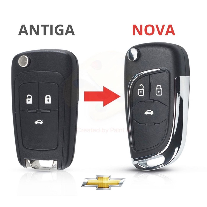 Chave Canivete Capa Carcaça Chevrolet GM 3 botões Cruze Onix Montana ...