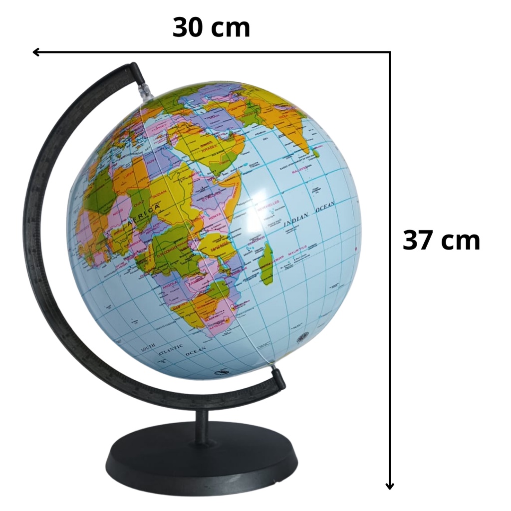 Globo Terrestre Escolar Giratório Mapa Mundi Grande 37 Cm - Escorrega o ...