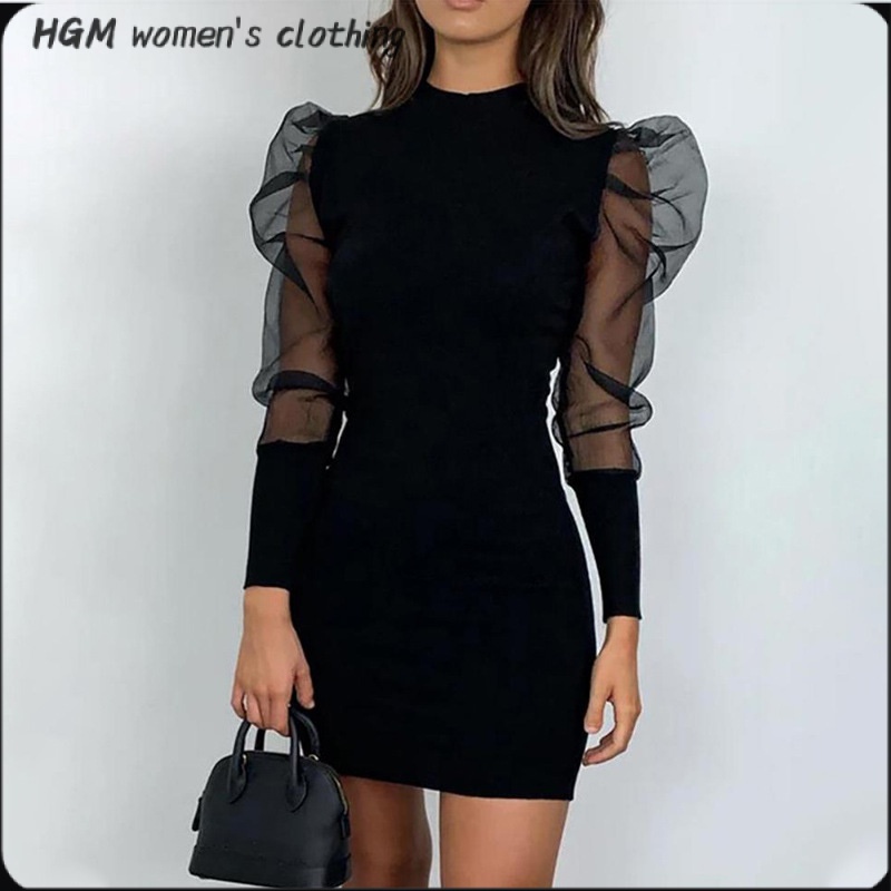 Vestido Feminino Longo Noturno Gazelle Manga Preto Puff | Shopee Brasil