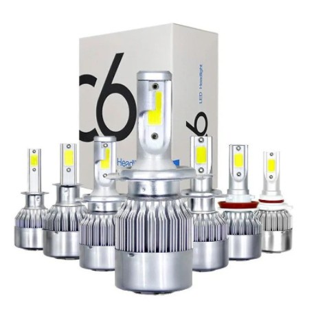 Par de Lampadas Super Led C6 H1 H3 H4 H7 H8 H9 H11 HB3 HB4 H13 7200LM 6000K 12v-24v - Escorrega ...