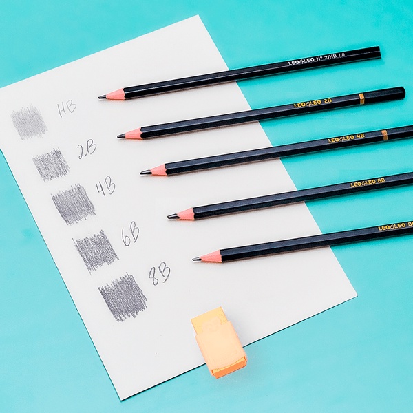 Lápis Preto Para Escrita E Desenho Hb/2b/4b/6b/8b – Leo E Leo lápis de ...