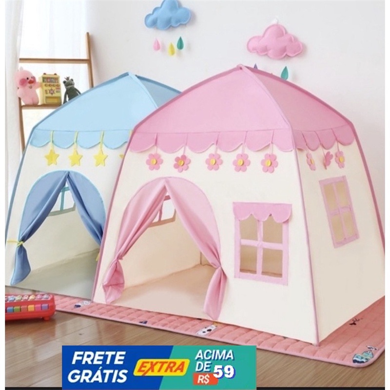 Barraca Infantil Menina Princesa rosa barraca Menino azul dobrável ...