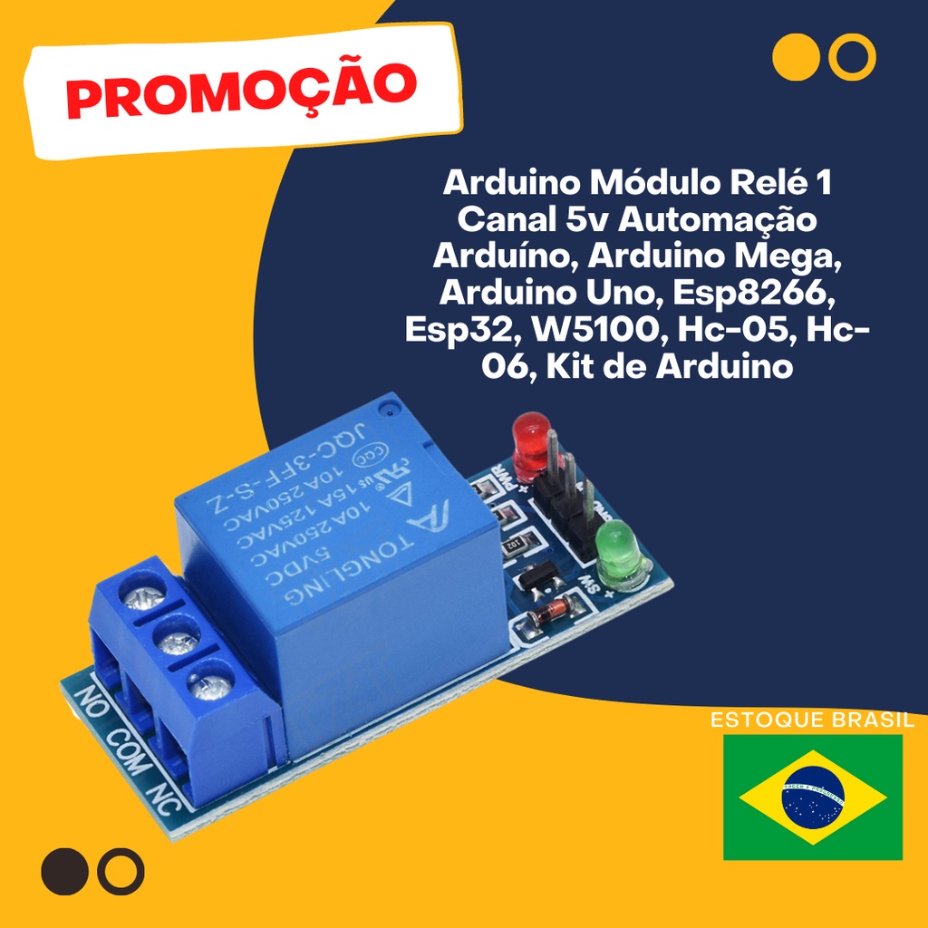 Rele 5v 1 Canal Modulo Para Arduino Nodemcu Esp8266 | Shopee Brasil