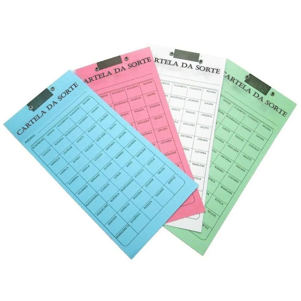 Kit com 3 cartelas de rifa 50, 100, 150, 200 nomes | Shopee Brasil